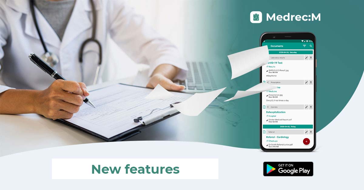 Medrec:M с възможност за съхраняване и класифициране на здравни ...